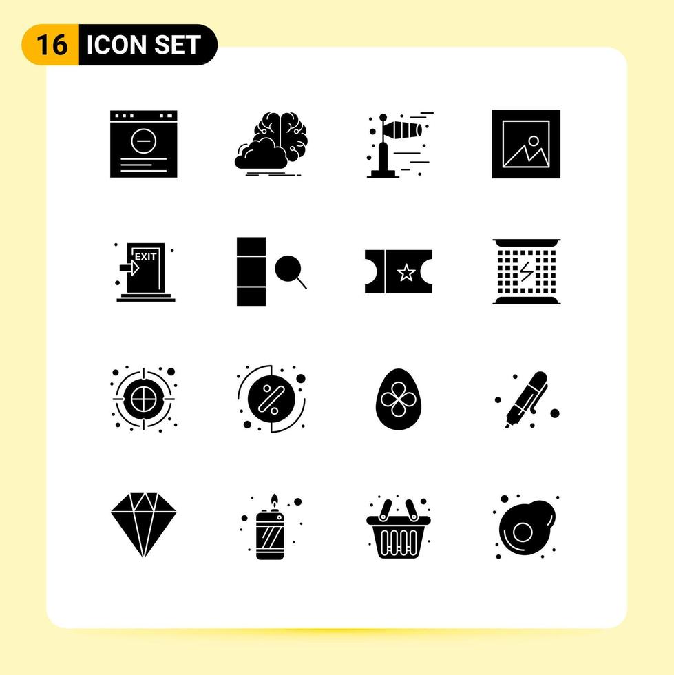 User Interface Pack of 16 Basic Solid Glyphs of fire escape windy emergency layout Editable ...