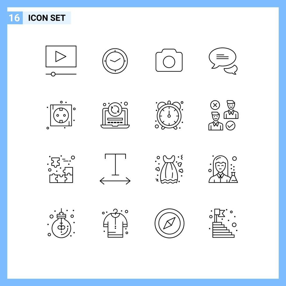 16 Universal Outlines Set for Web and Mobile Applications plug eco image board messaging ...