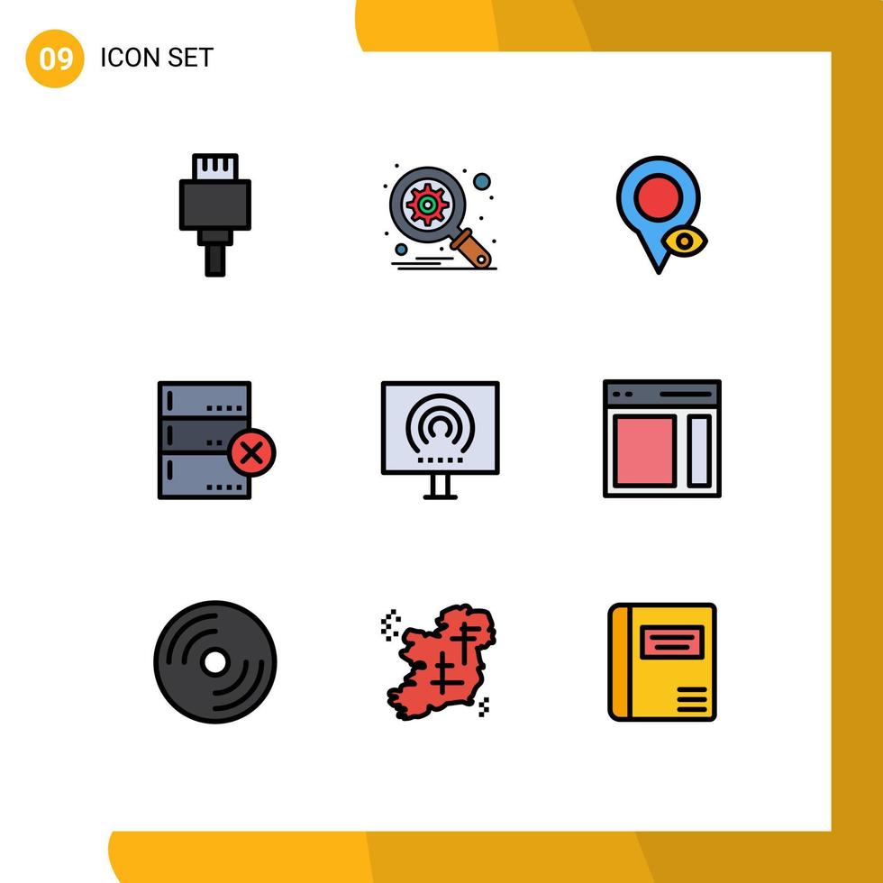 Stock Vector Icon Pack Of 9 Line Signs And Symbols For Stream Radio Map