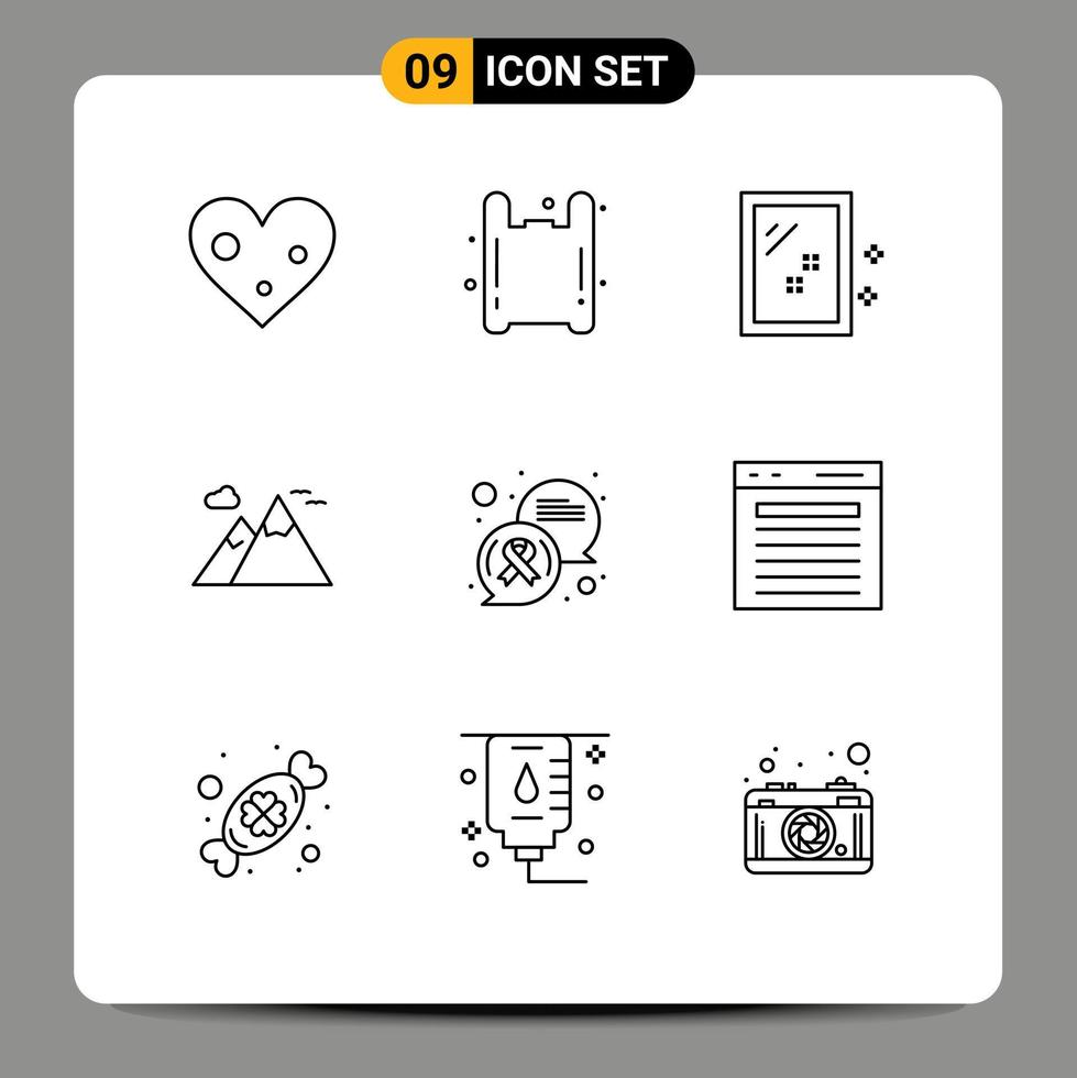 9 User Interface Outline Pack Of Modern Signs And Symbols Of Communication Travel Door Scenery