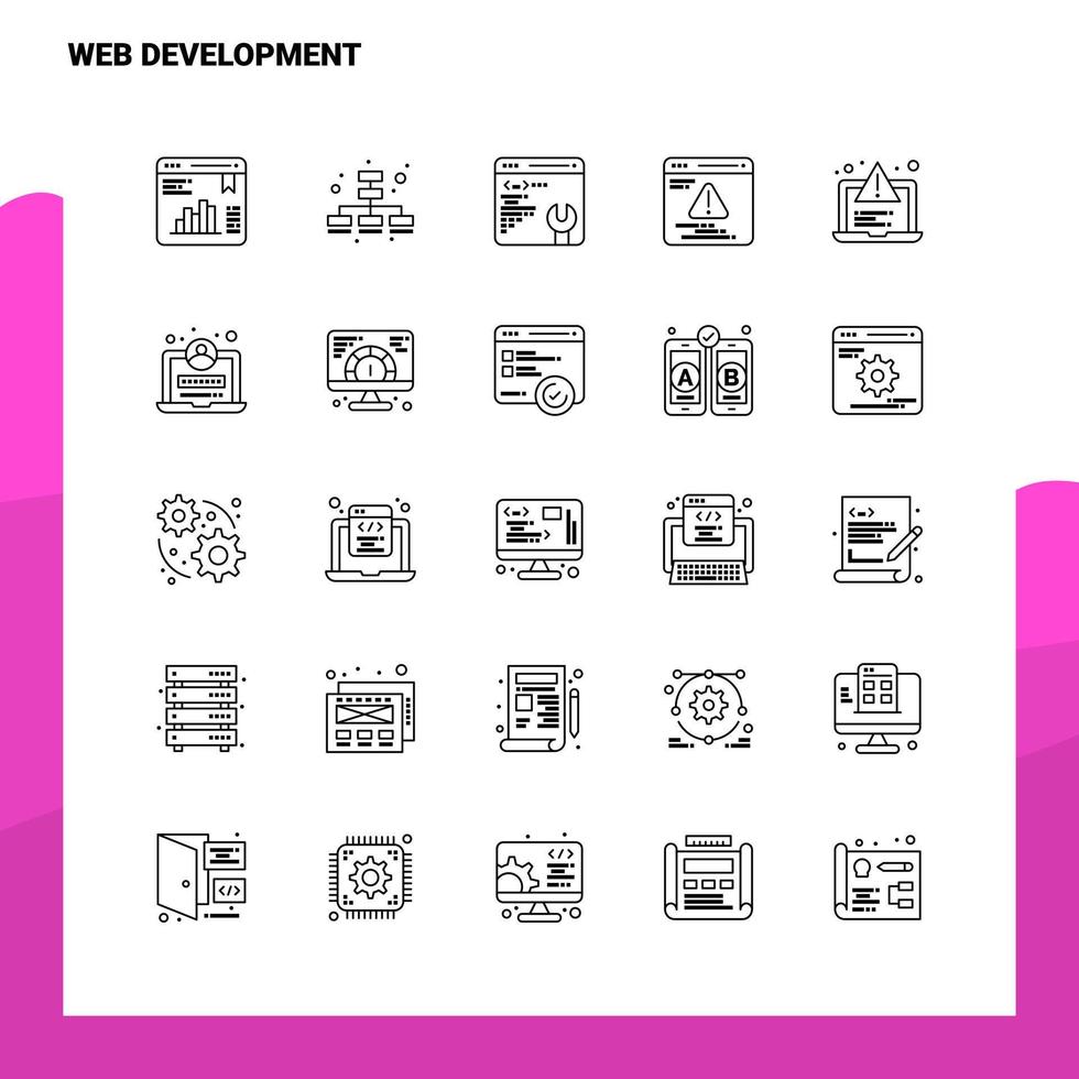 Set Of Web Development Line Icon Set 25 Icons Vector Minimalism Style Design Black Icons Set