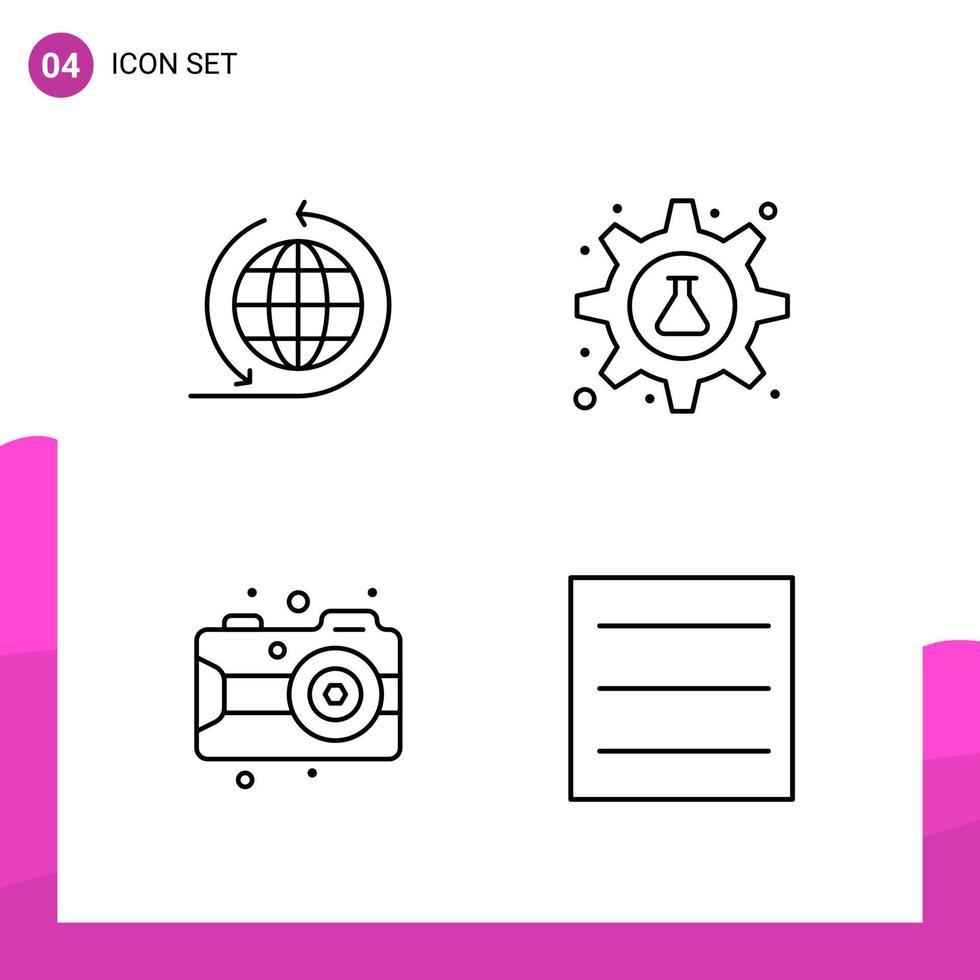 Outline Icon set Pack of 4 Line Icons isolated on White Background for ...