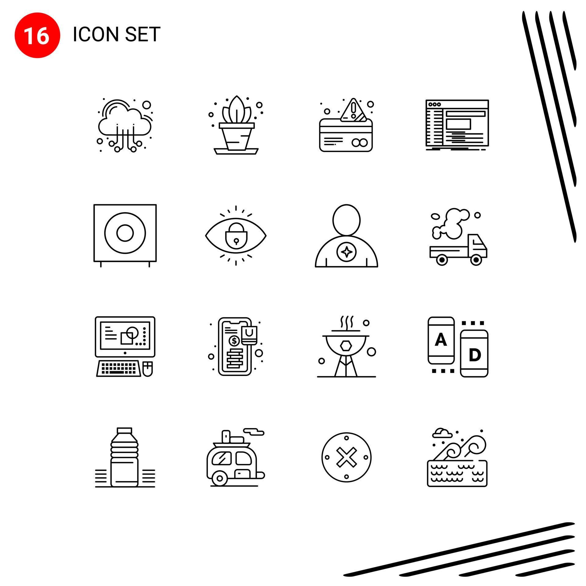 User Interface Pack Of 16 Basic Outlines Of Devices Software Card Root Console Editable Vector