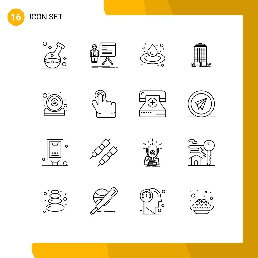 Set of 16 Modern UI Icons Symbols Signs for computer tower graph office sauna Editable Vector ...