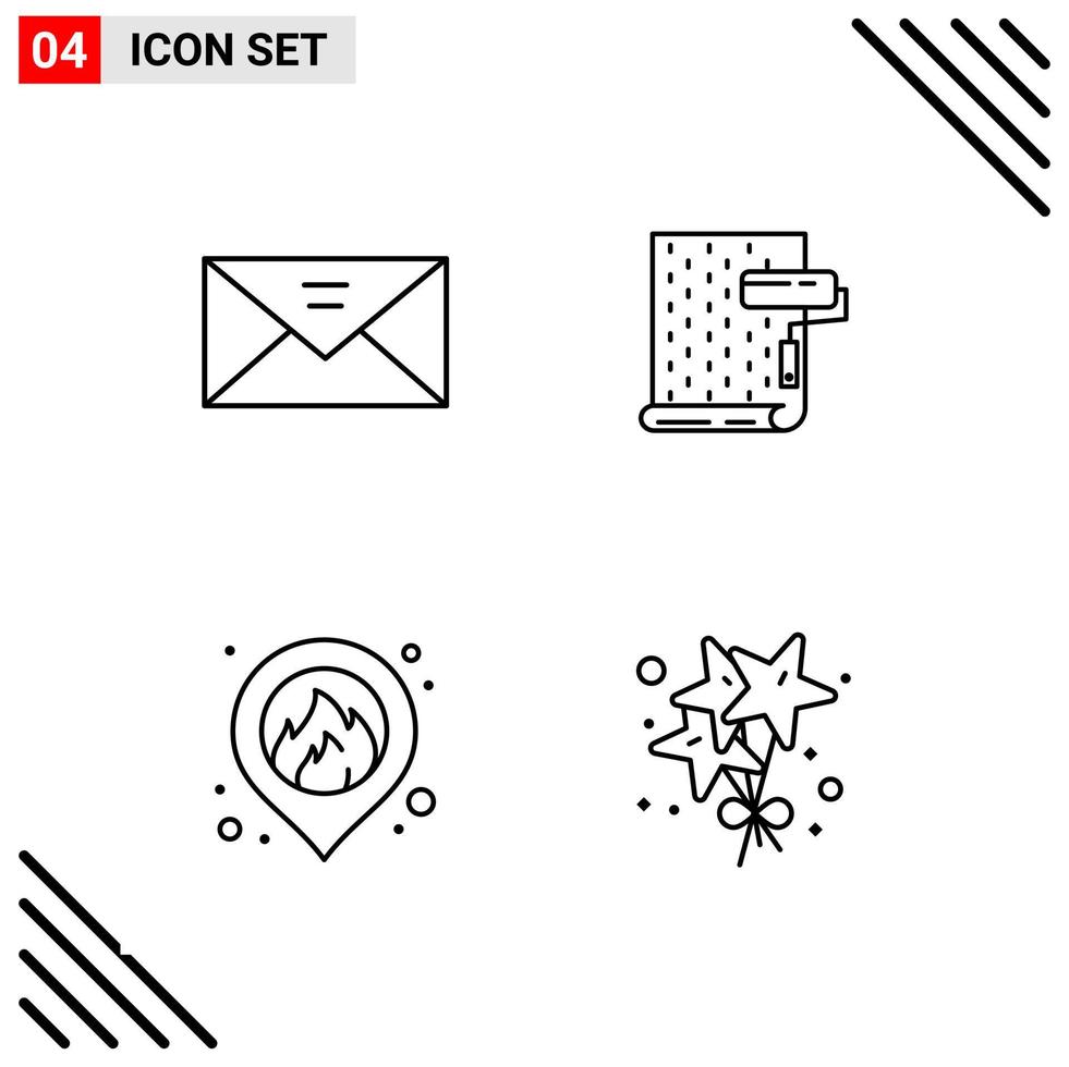 Pixle Perfect Set Of 4 Line Icons Outline Icon Set For Webite Designing And Mobile Applications