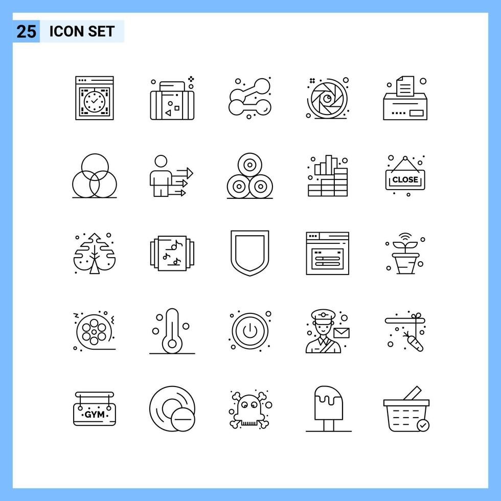 25 Icons Line Style Creative Outline Symbols Black Line Icon Sign