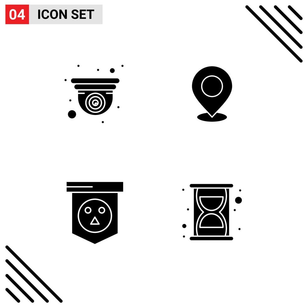 Stock Vector Icon Pack Of 4 Line Signs And Symbols For Cam Place Web Mark Pointer Editable