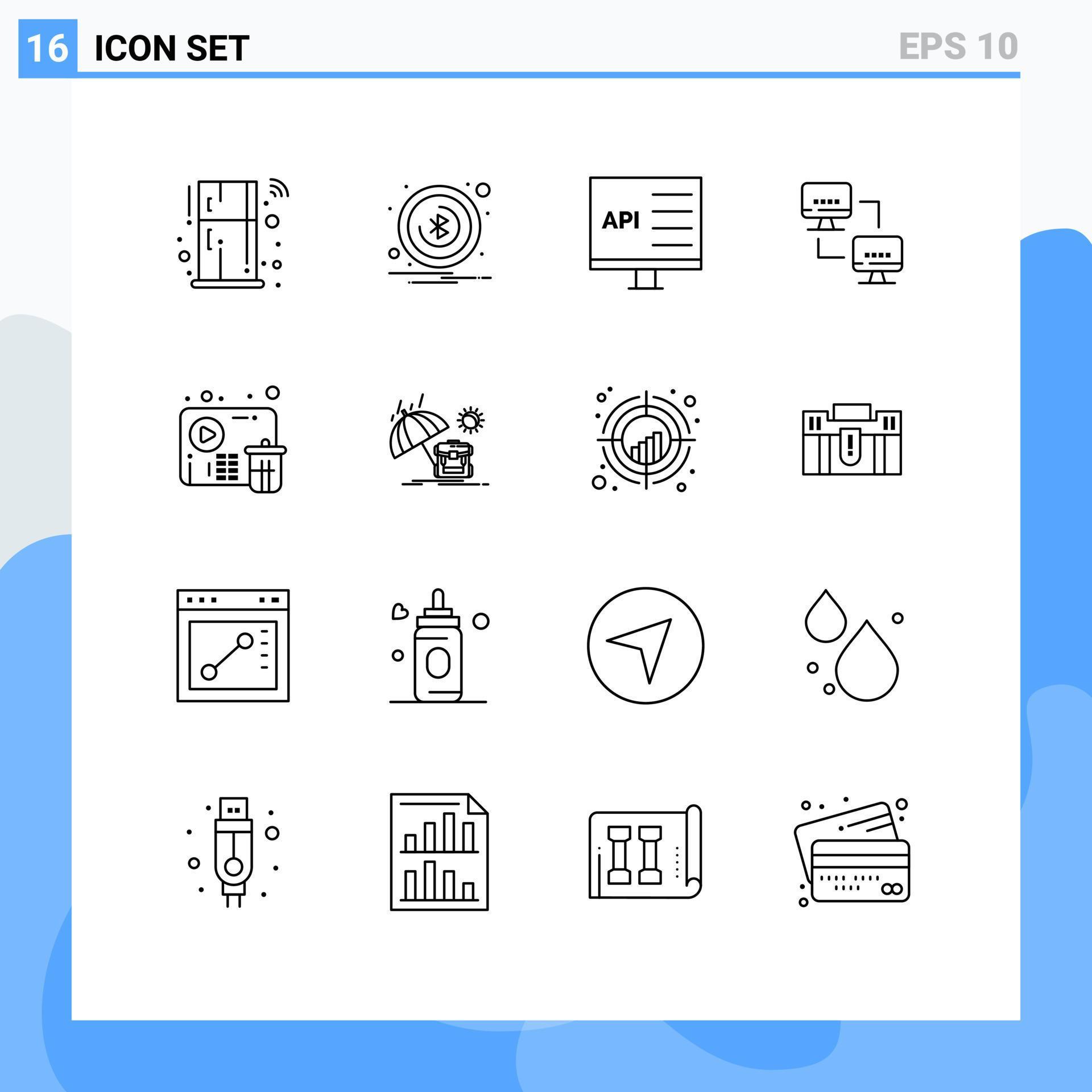 16 User Interface Outline Pack Of Modern Signs And Symbols Of Fail Computers Coding Computing