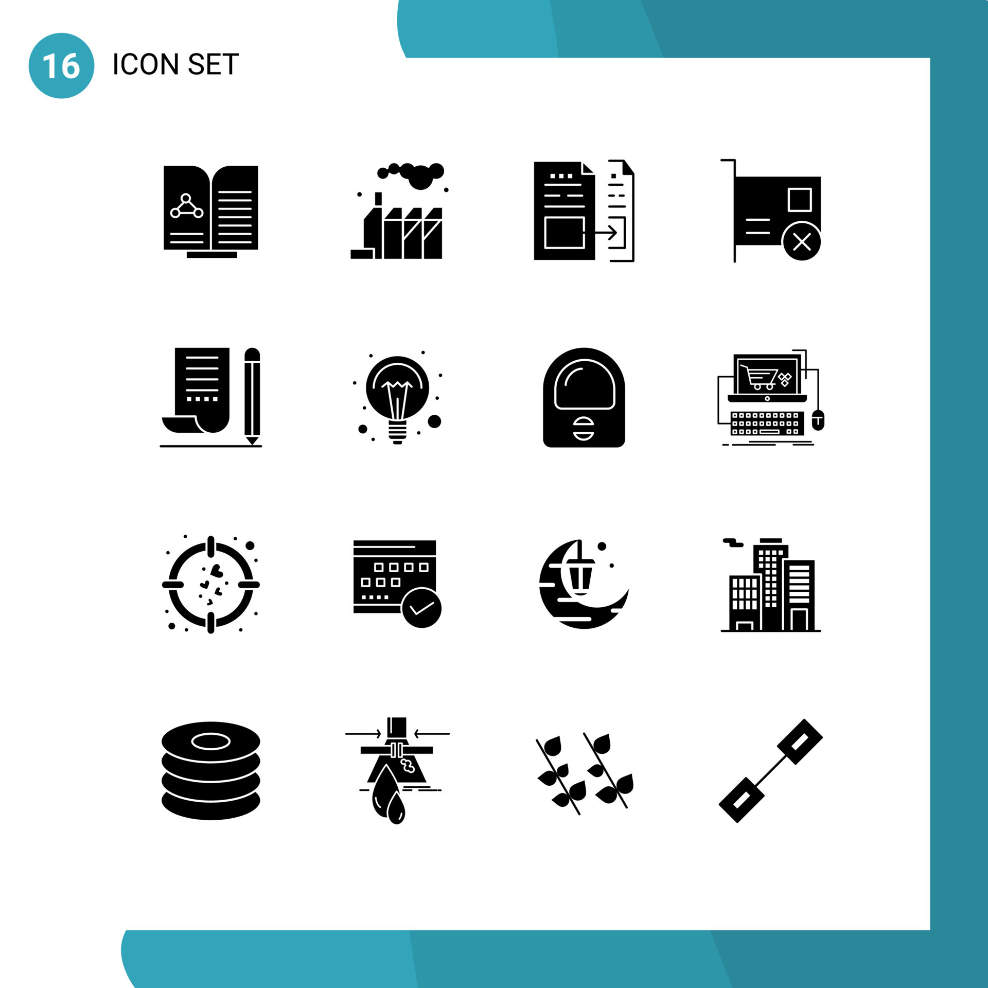 Set Of 16 Modern Ui Icons Symbols Signs For Jotter Hardware Data Devices Card Editable Vector