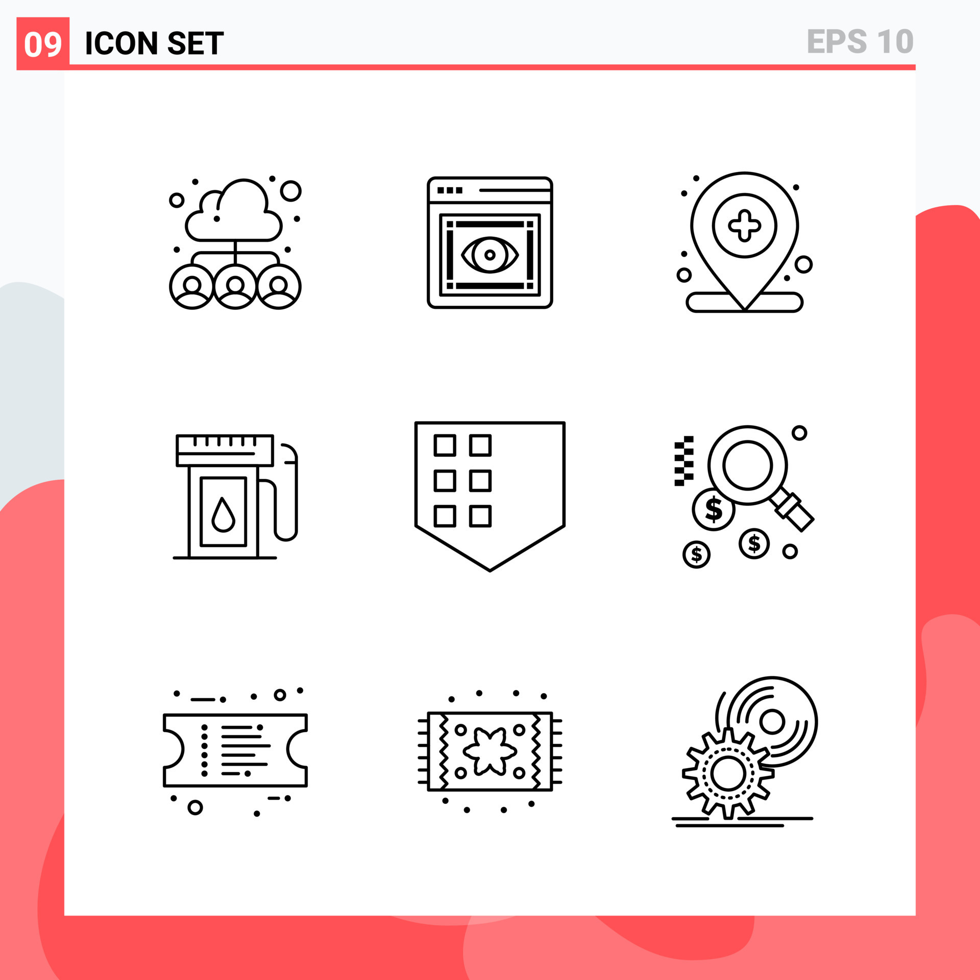 Collection Of 9 Vector Icons In Line Style Modern Outline Symbols For Web And Mobile Line Icon