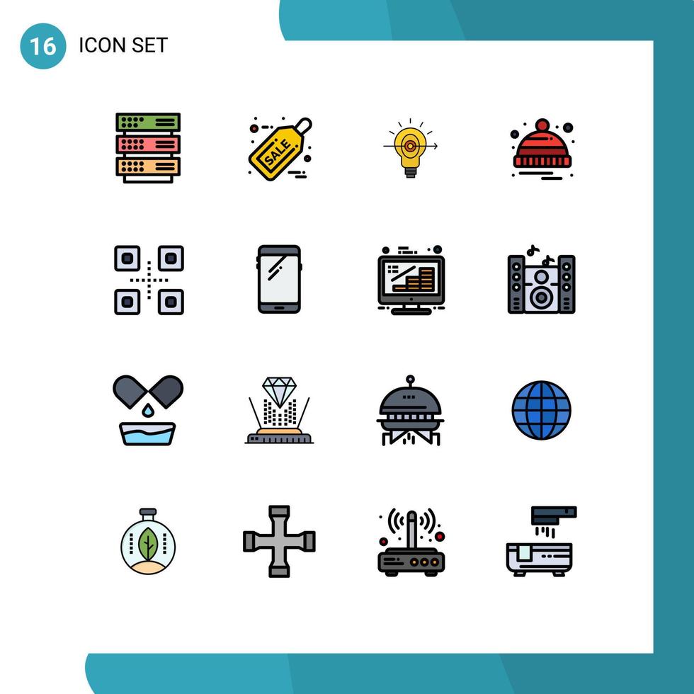 Set of 16 Modern UI Icons Symbols Signs for food sale bulb winter cold Editable Creative Vector ...
