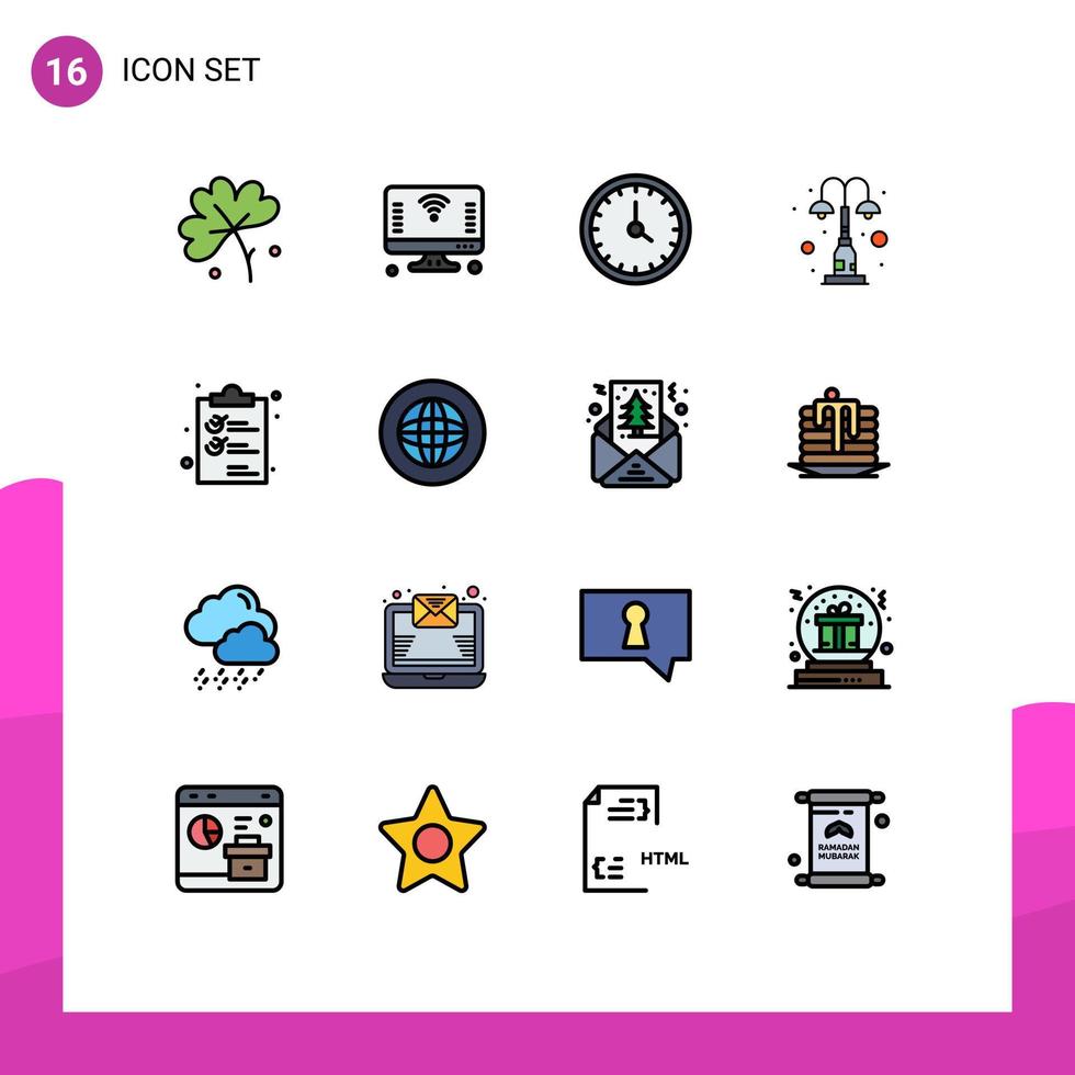 User Interface Pack Of 16 Basic Flat Color Filled Lines Of Park Light