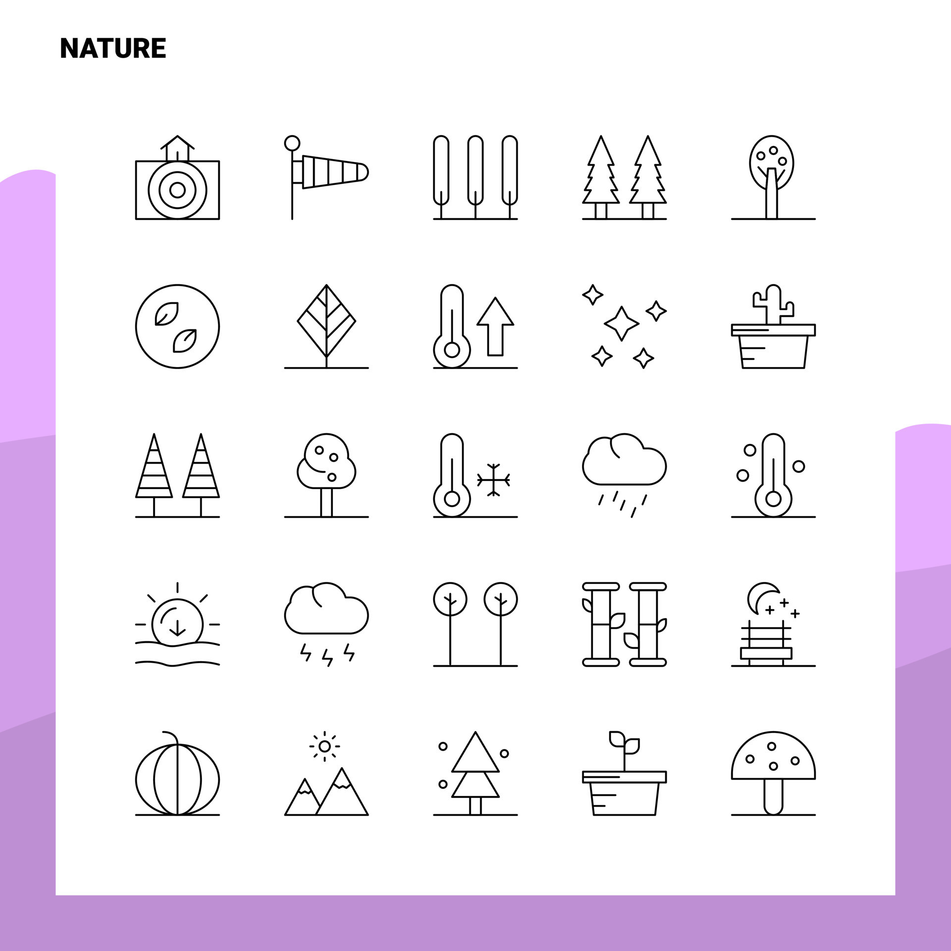 Set Of Nature Line Icon Set 25 Icons Vector Minimalism Style Design Black Icons Set Linear