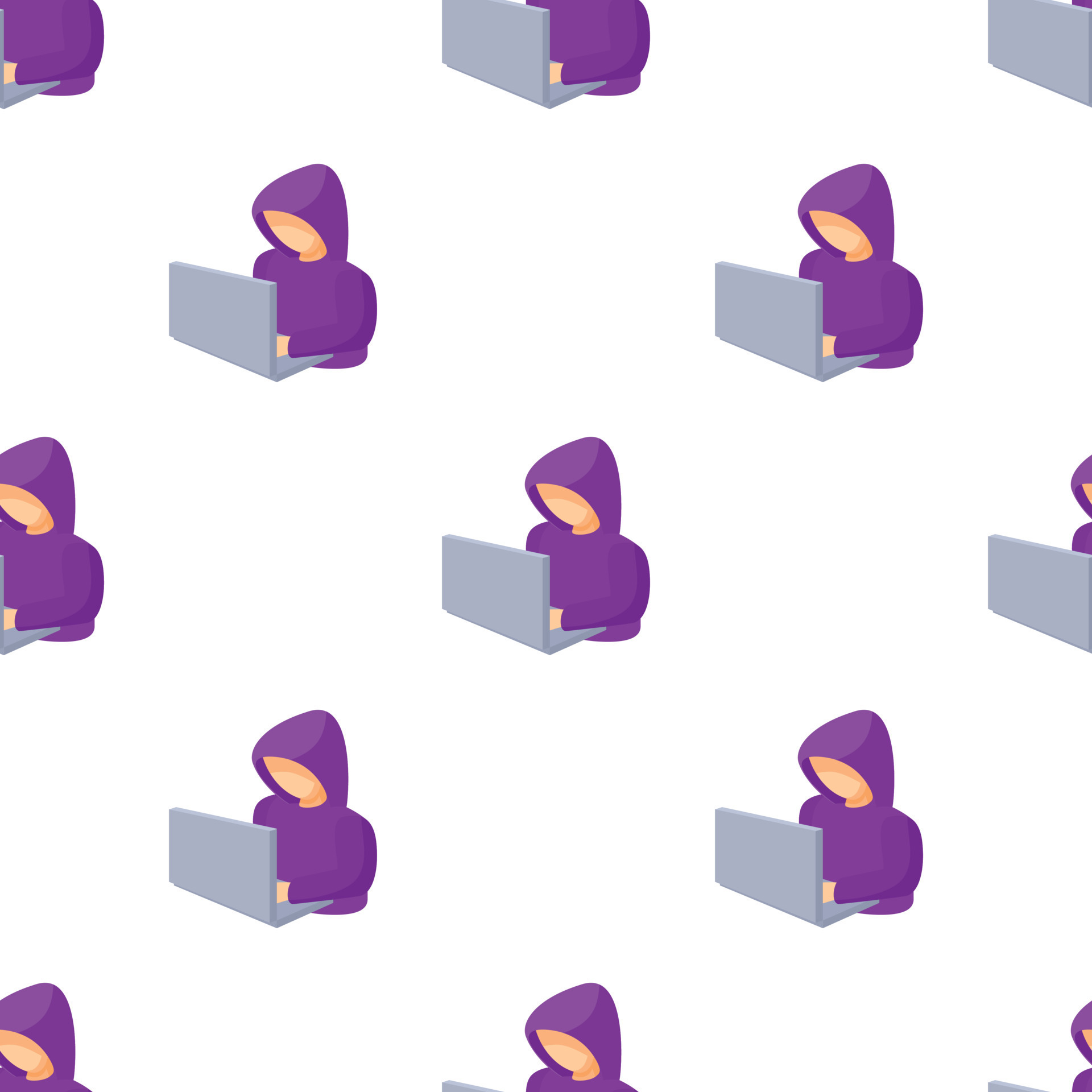 Hooded computer hacker with laptop pattern seamless vector 15142813 ...
