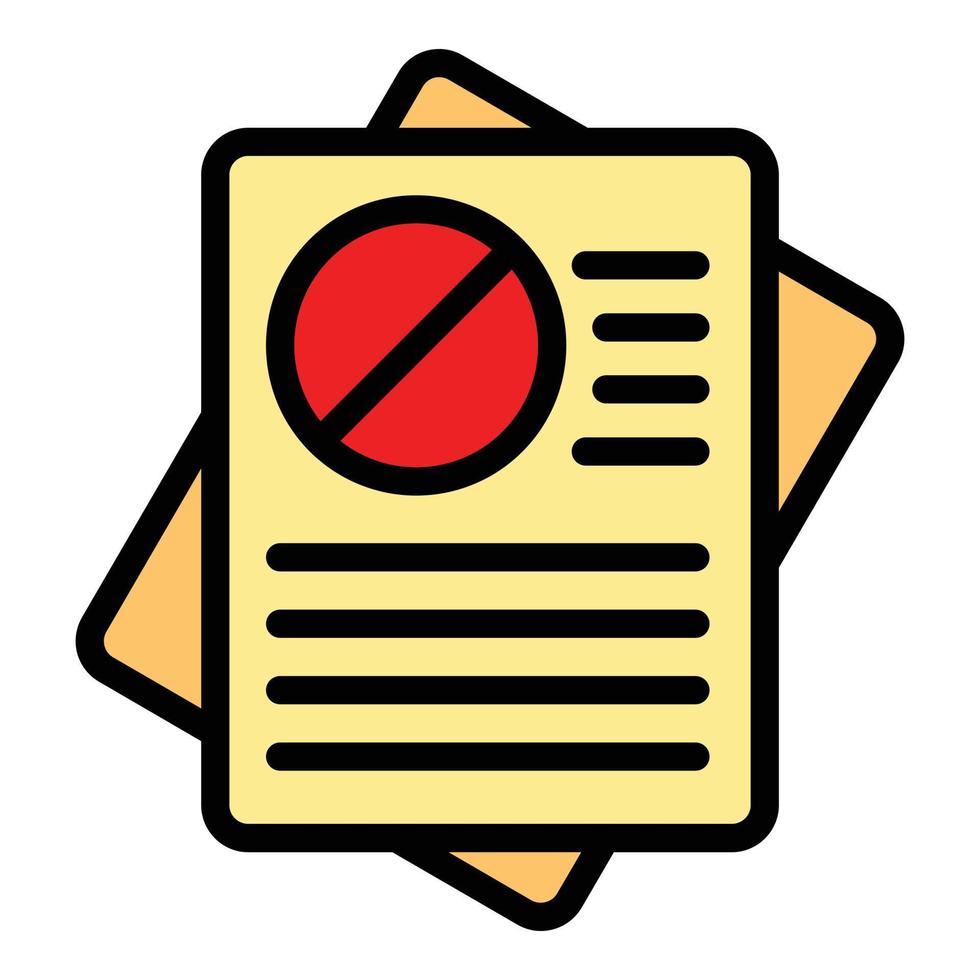 Rejected Documents Icon Color Outline Vector 15143027 Vector Art At Vecteezy