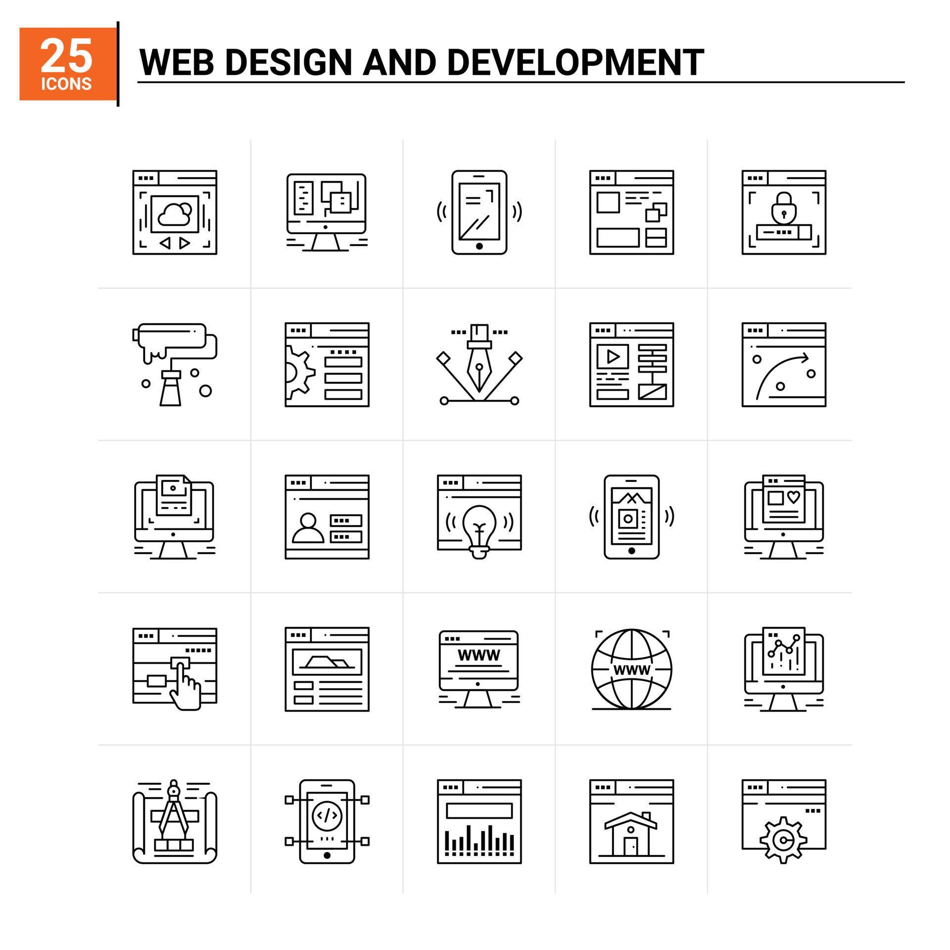 25 Web Design And Development icon set vector background 15143162 ...