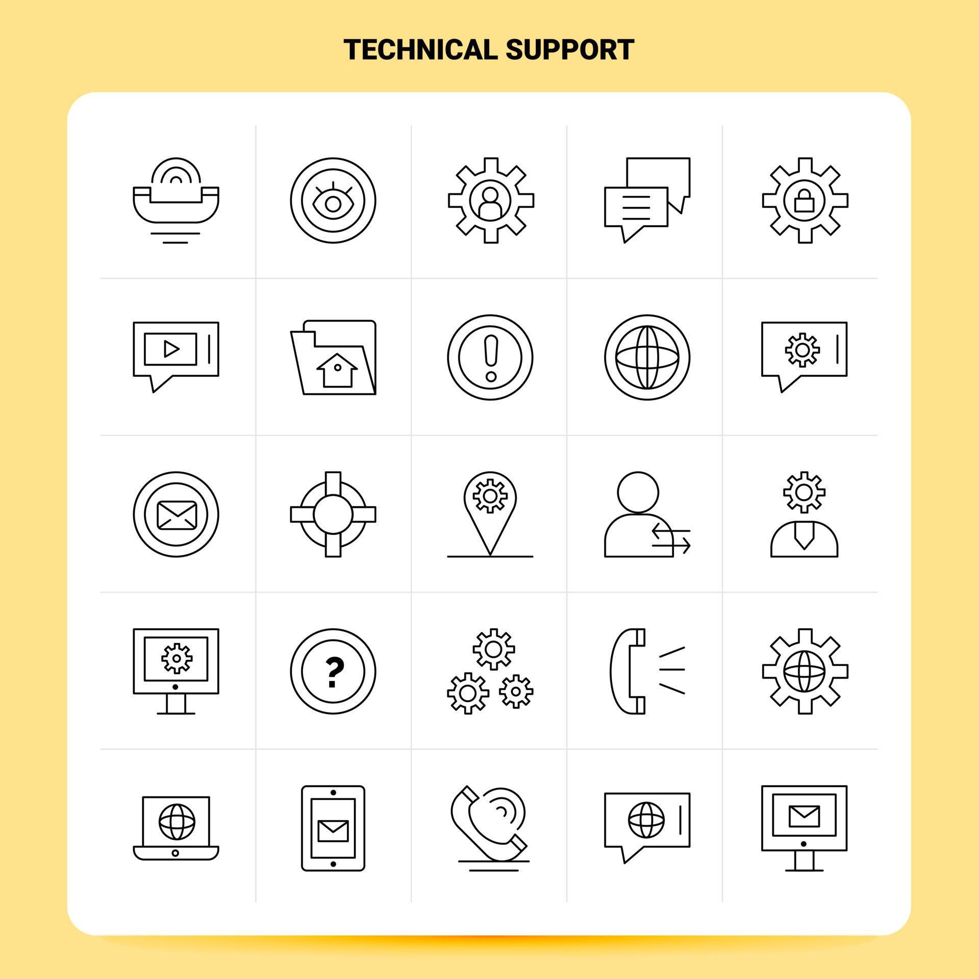 OutLine 25 Technical Support Icon set Vector Line Style Design Black ...