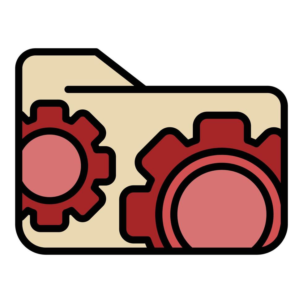 Gear Folder Icon Color Outline Vector 15145006 Vector Art At Vecteezy