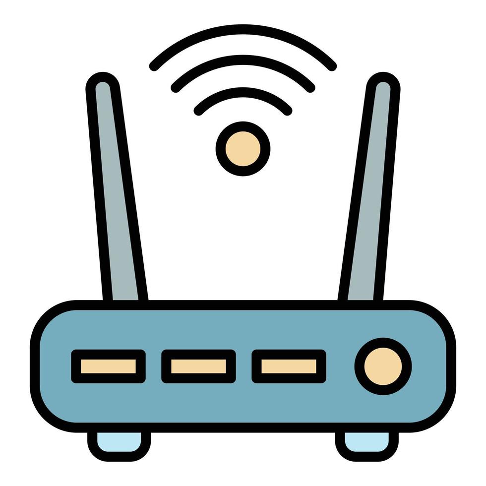 vector de contorno de color de icono de enrutador wifi de seguridad ... vector de contorno de color de icono de enrutador wifi de seguridad ...
