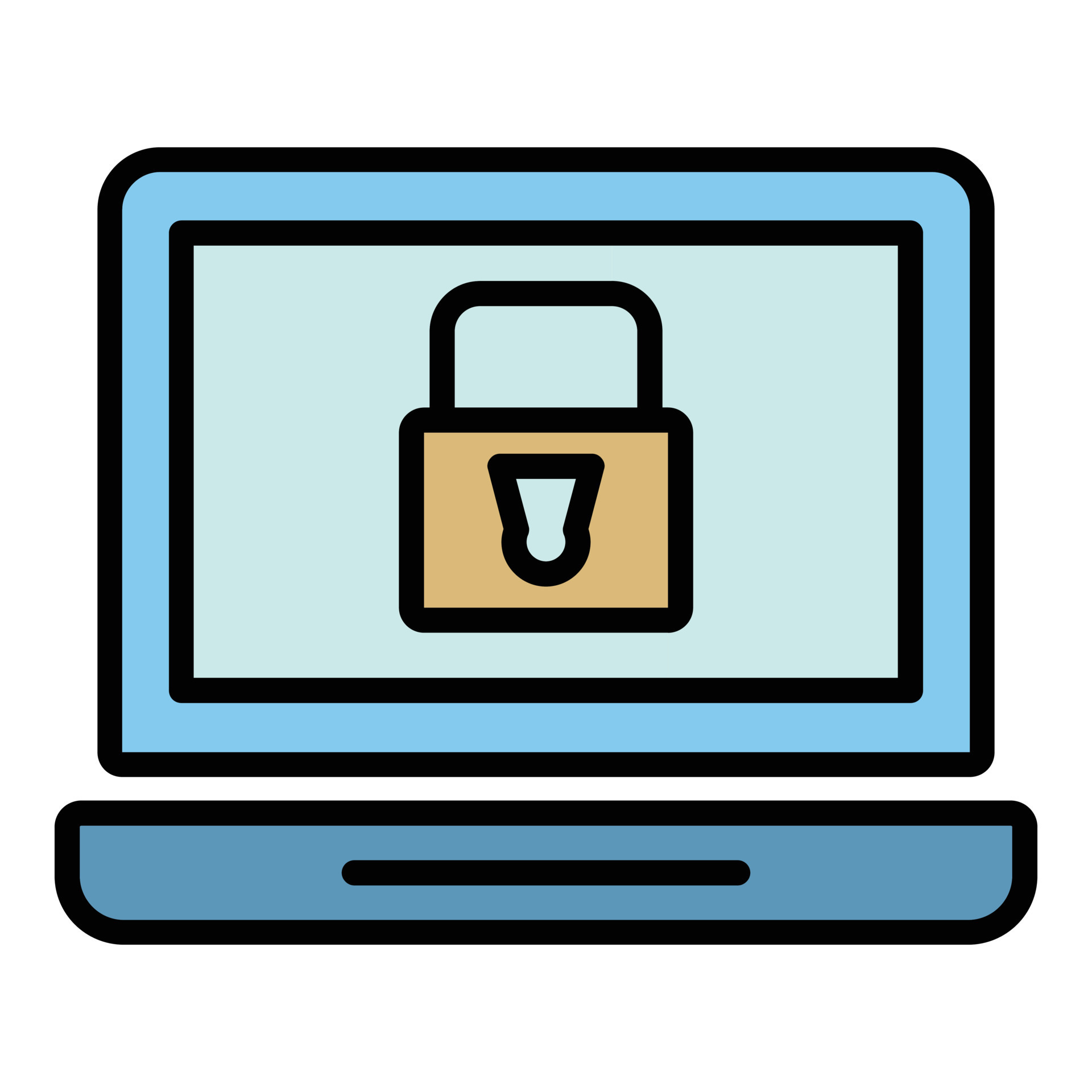 Secured laptop icon color outline vector 15147100 Vector Art at Vecteezy