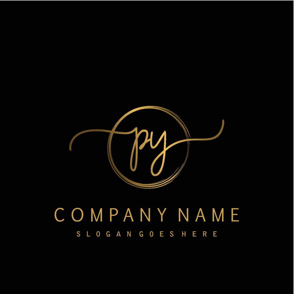 Initial PY handwriting logo with circle hand drawn 15148249 Vector Art ...