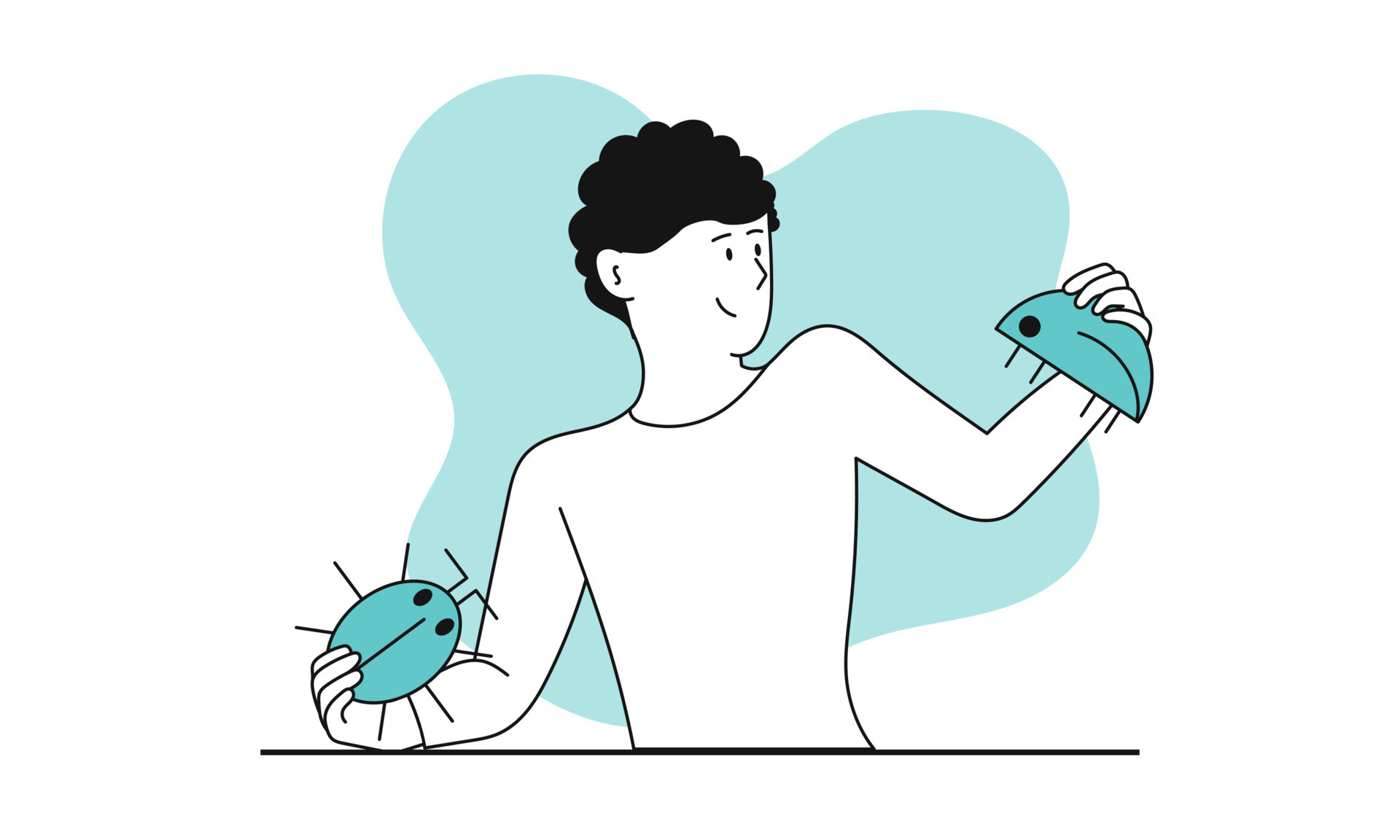 Man Found A Bug In The Code Vector Concept Illustration Male Application Tester And Platform