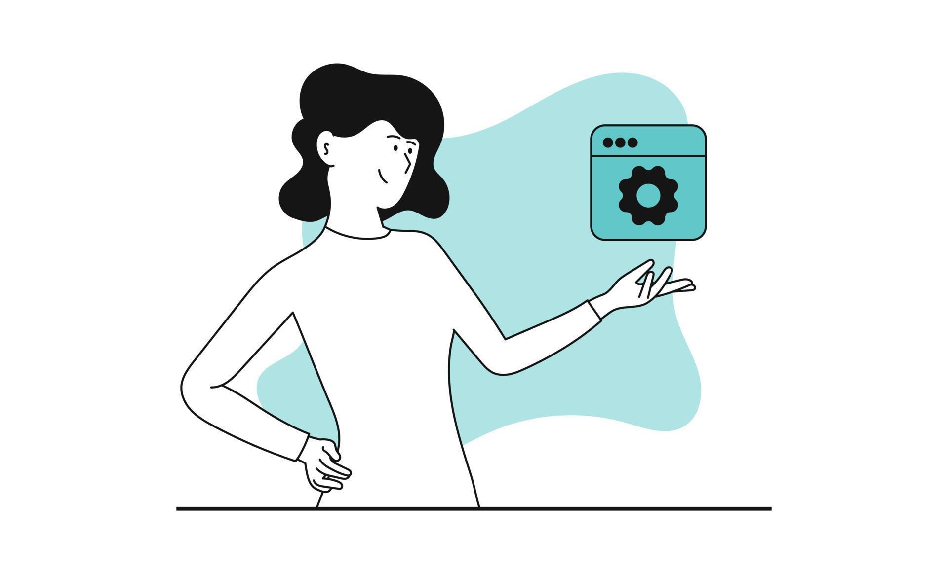 Software development with woman vector illustration concept. Business ...