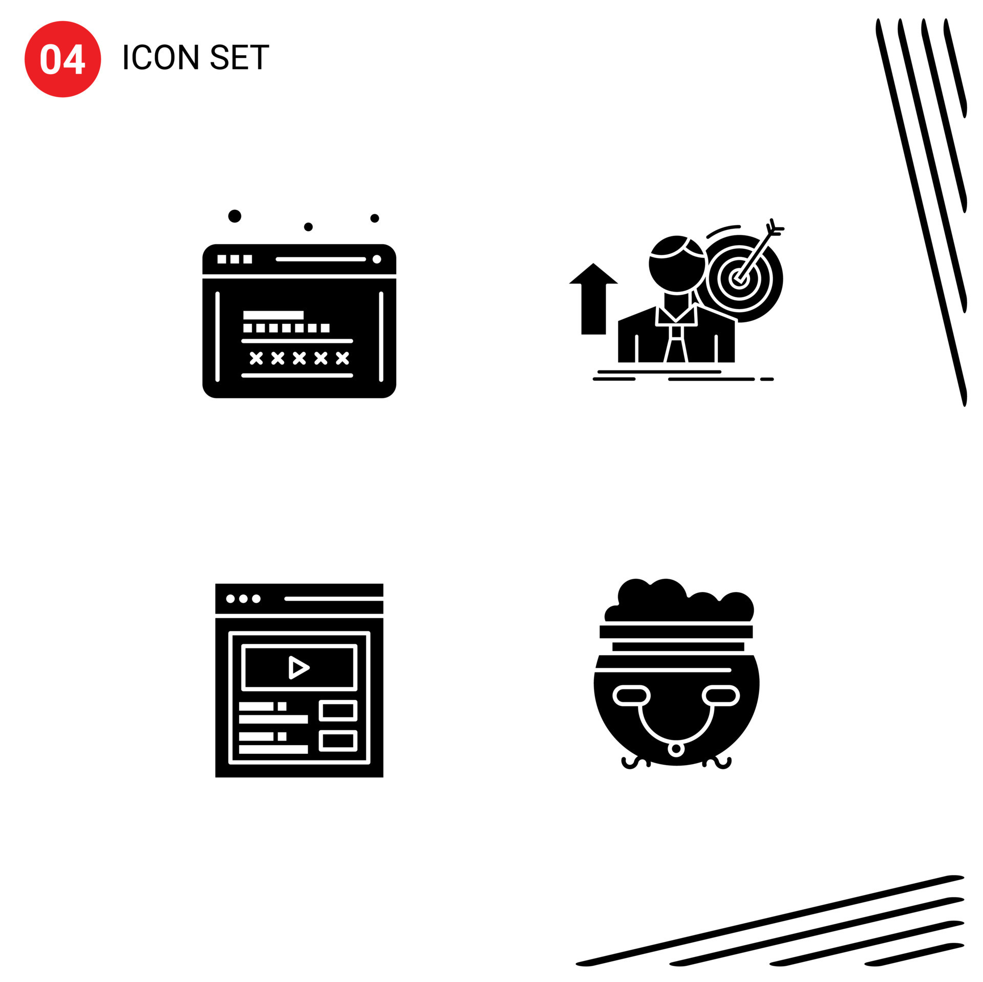 Set Of Modern Ui Icons Symbols Signs For Coding Growth Web User Video Editable Vector Design
