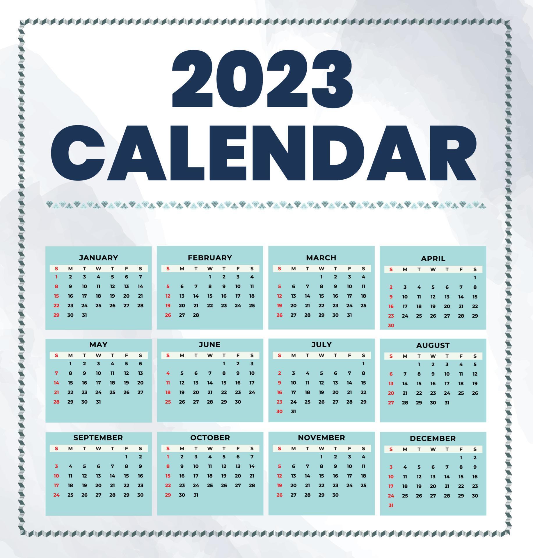 Classic monthly calendar for 2023. Calendar in the style of minimalist ...