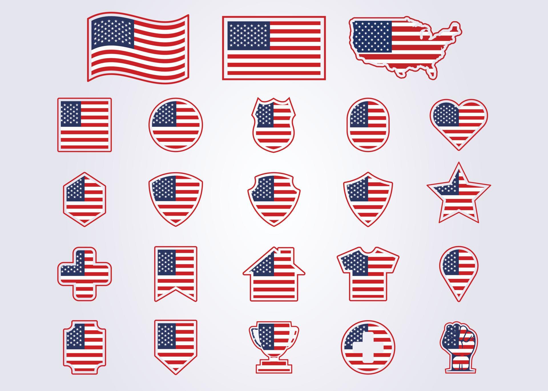 bundle of USA, United States of America icon flag symbol sign vector ...