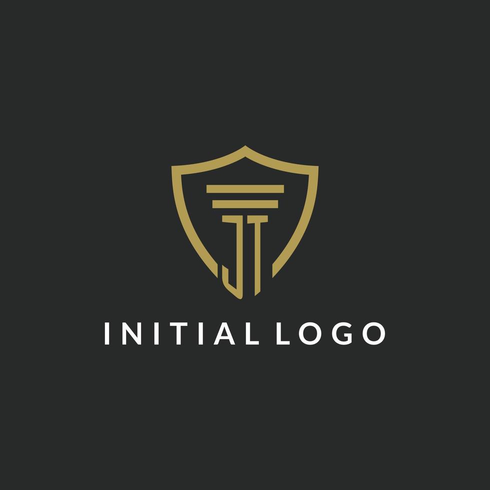 JT initial monogram logo with pillar and shield style design 15160583 Vector Art at Vecteezy