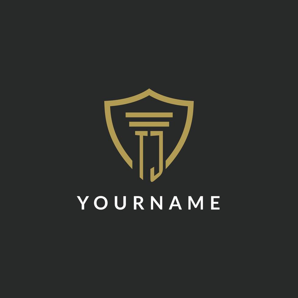 TJ initial monogram logo with pillar and shield style design 15160996 Vector Art at Vecteezy
