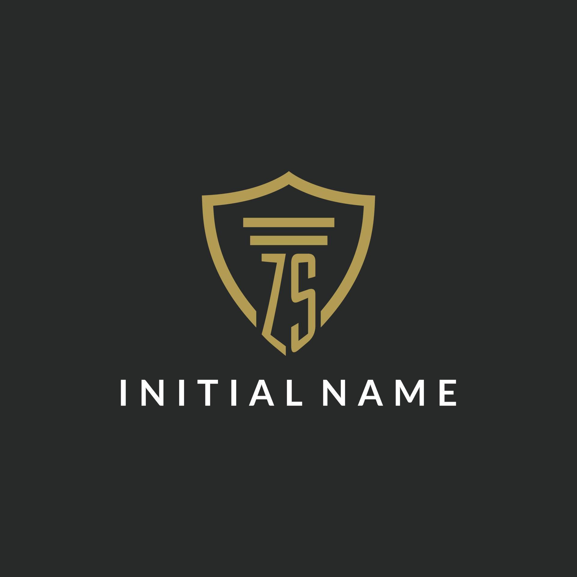 ZS initial monogram logo with pillar and shield style design 15161001 Vector Art at Vecteezy