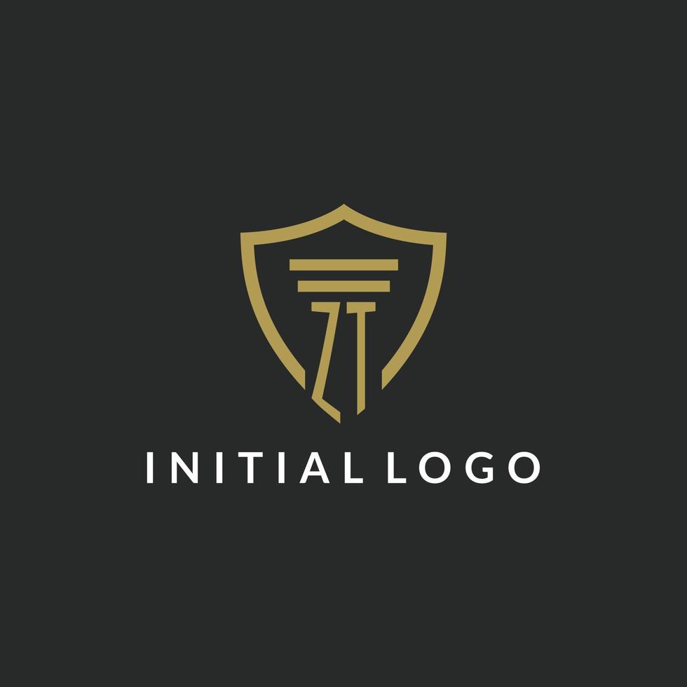 ZT initial monogram logo with pillar and shield style design 15161013 ... ZT initial monogram logo with pillar and shield style design 15161013 ...