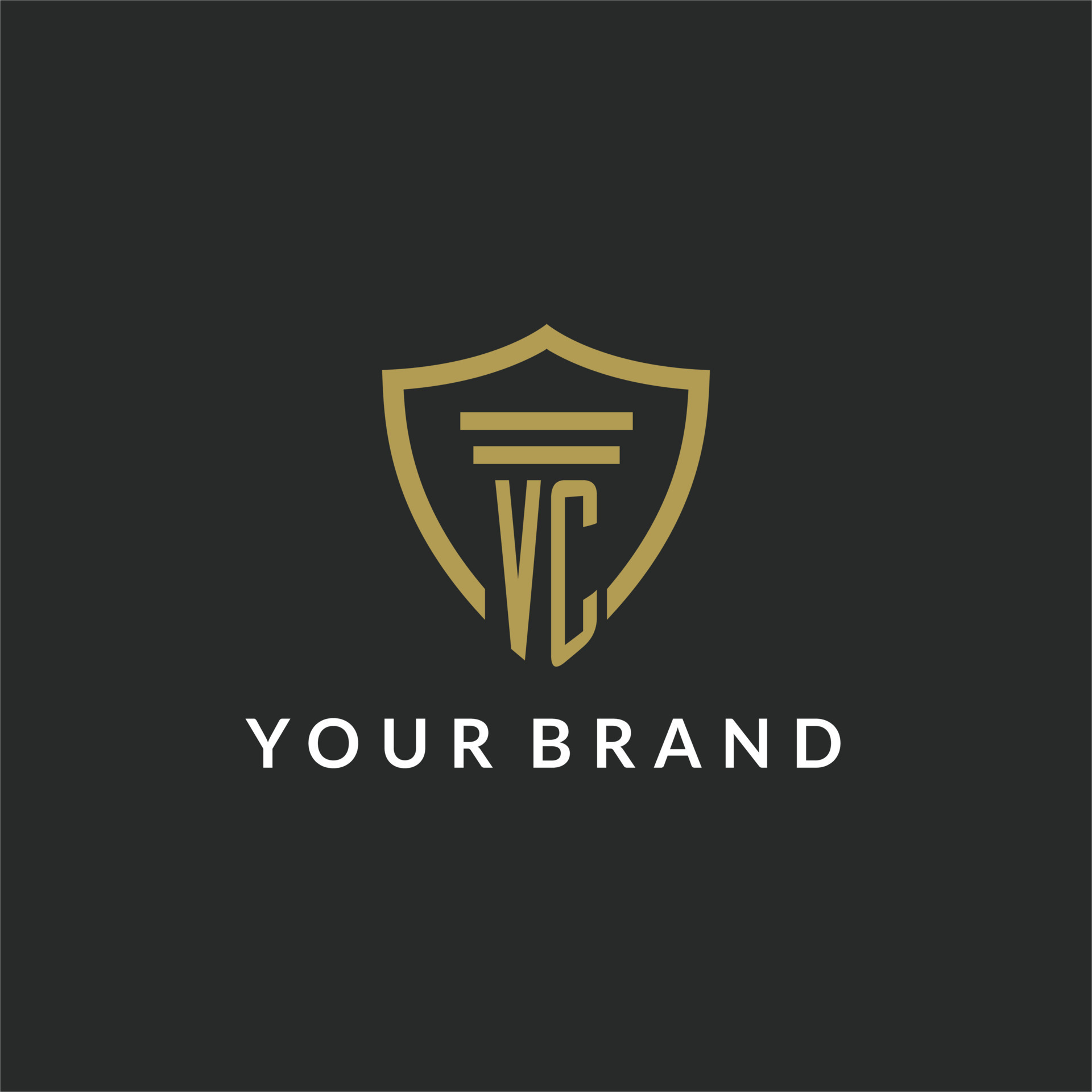 VC initial monogram logo with pillar and shield style design 15161067 ...