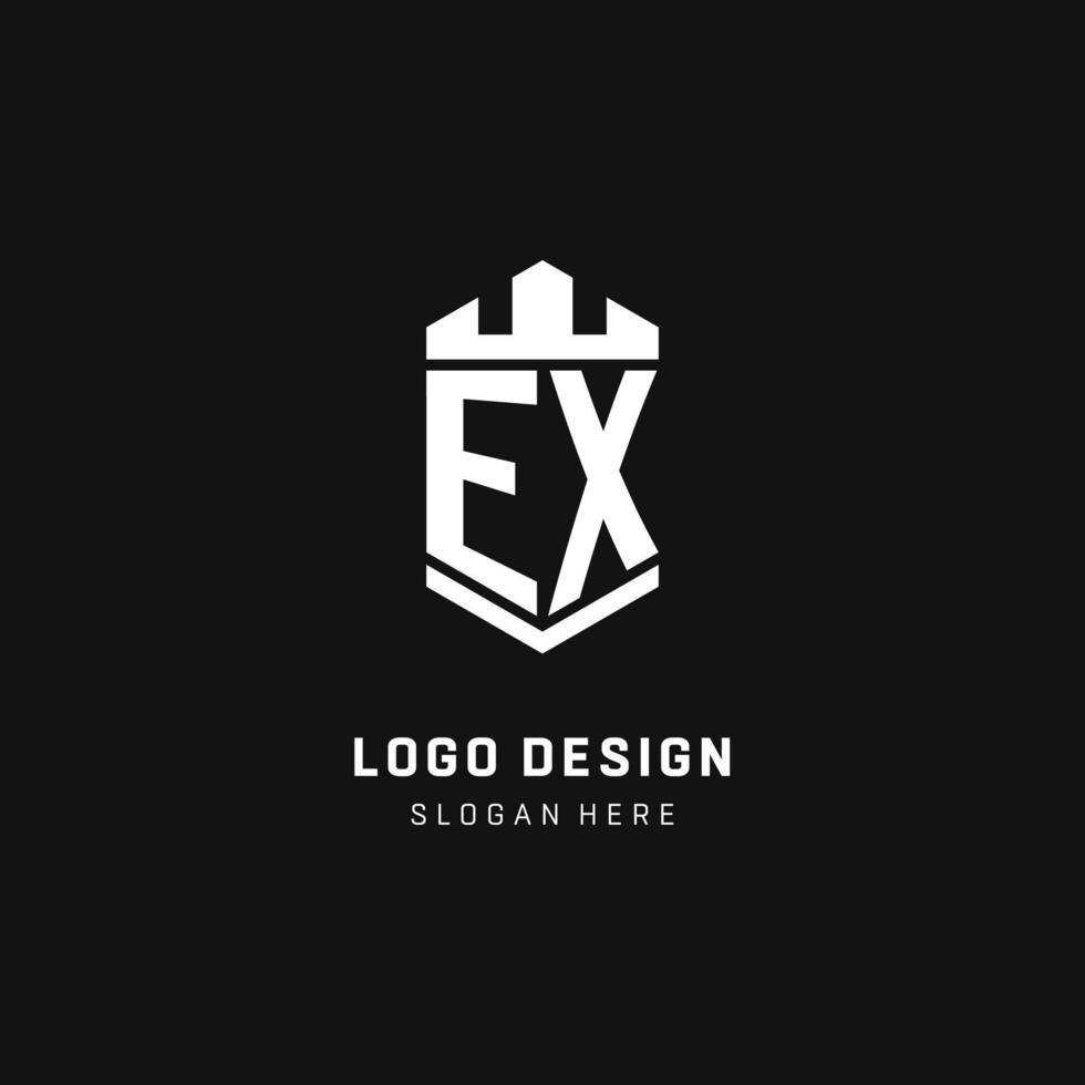 EX monogram logo initial with crown and shield guard shape style 15161858 Vector Art at Vecteezy