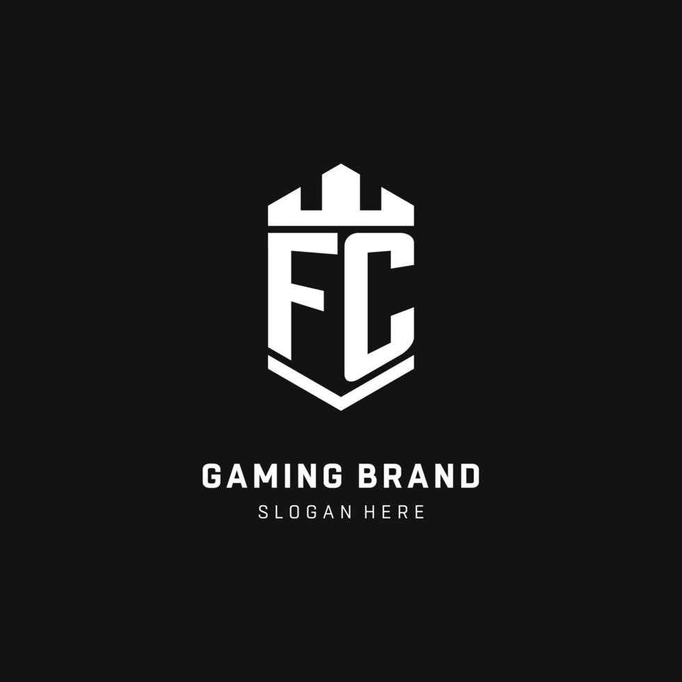 FC monogram logo initial with crown and shield guard shape style 15161886 Vector Art at Vecteezy