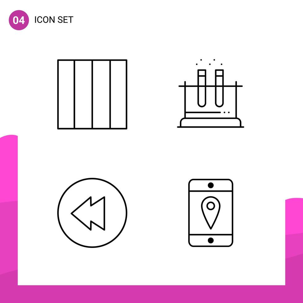 Outline Icon set Pack of 4 Line Icons isolated on White Background for ...