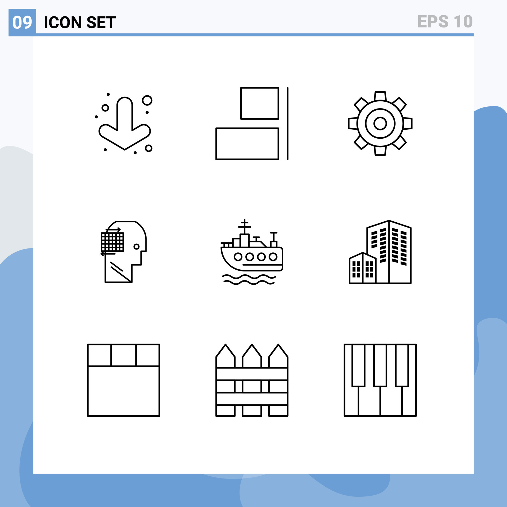 Group Of 9 Modern Outlines Set For Transport Ship Job Business Think group-of-9-modern-outlines-set-for-transport-ship-job-business-think