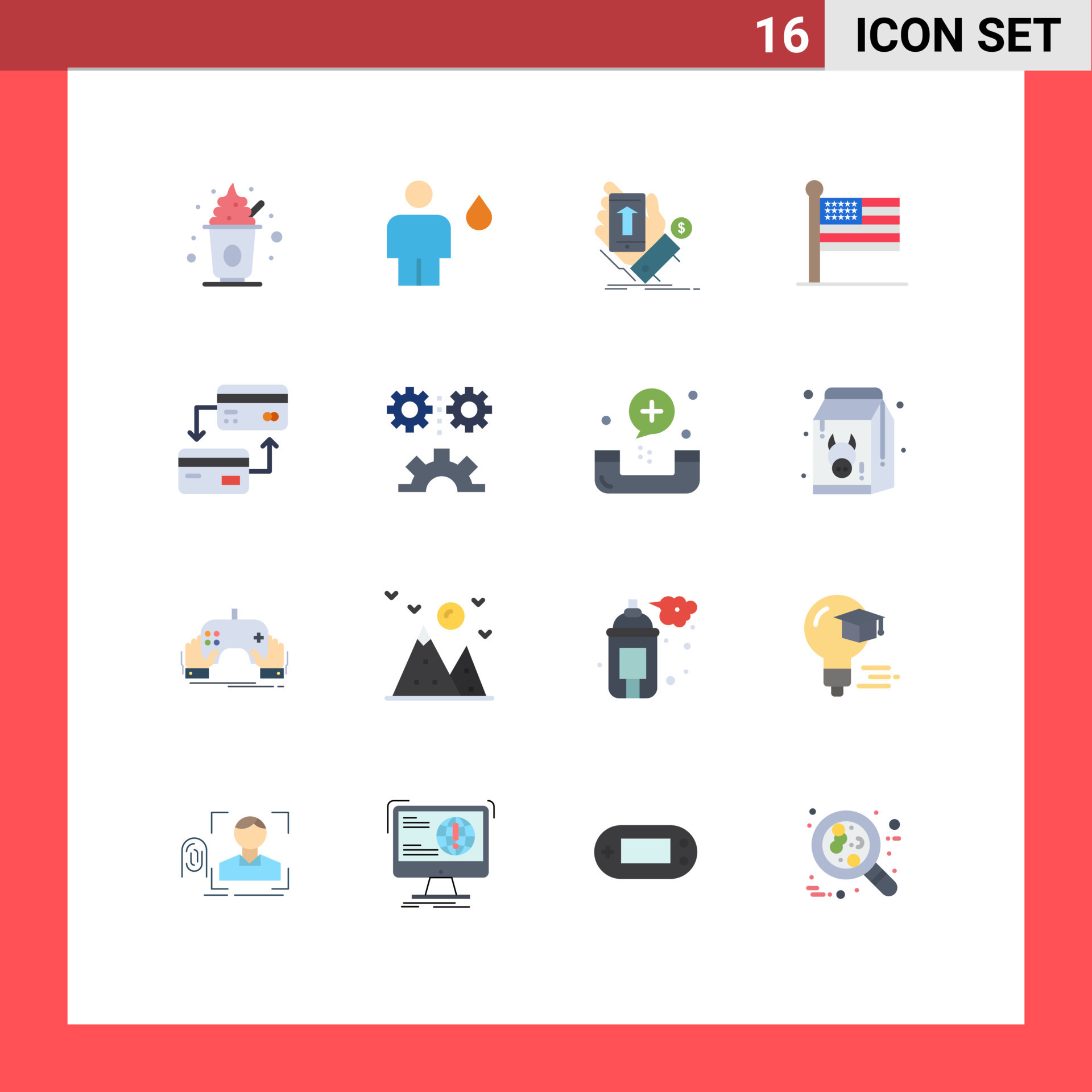 Stock Vector Icon Pack Of 16 Line Signs And Symbols For Usa States