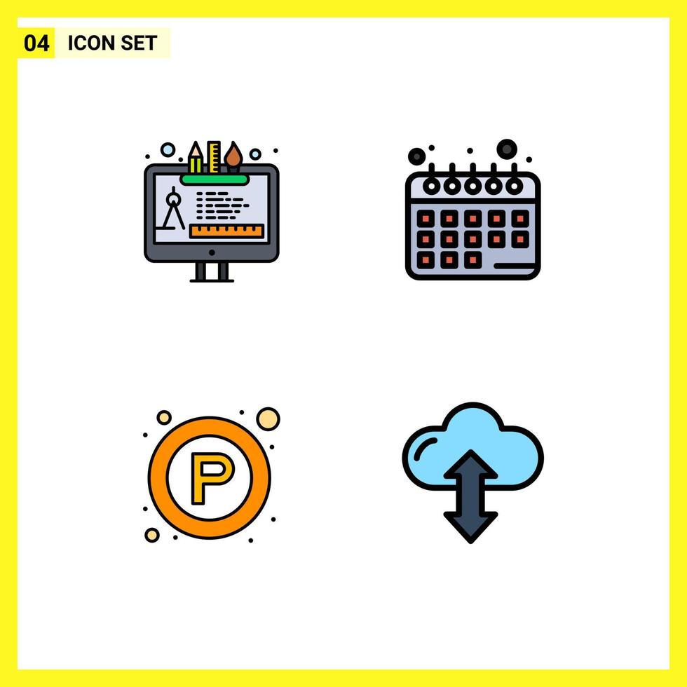 Set of 4 Modern UI Icons Symbols Signs for design public edit tool ...