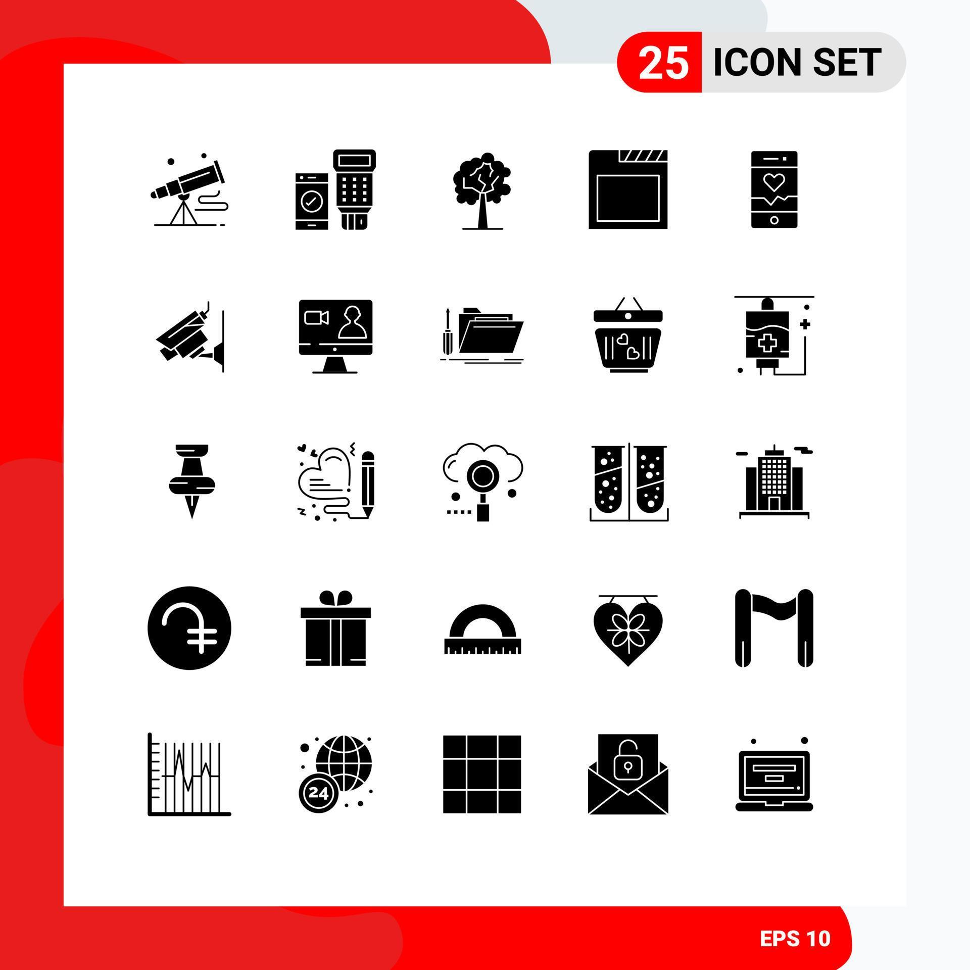 25 Universal Solid Glyphs Set For Web And Mobile Applications Smartphone Analysis Scan Tabs App