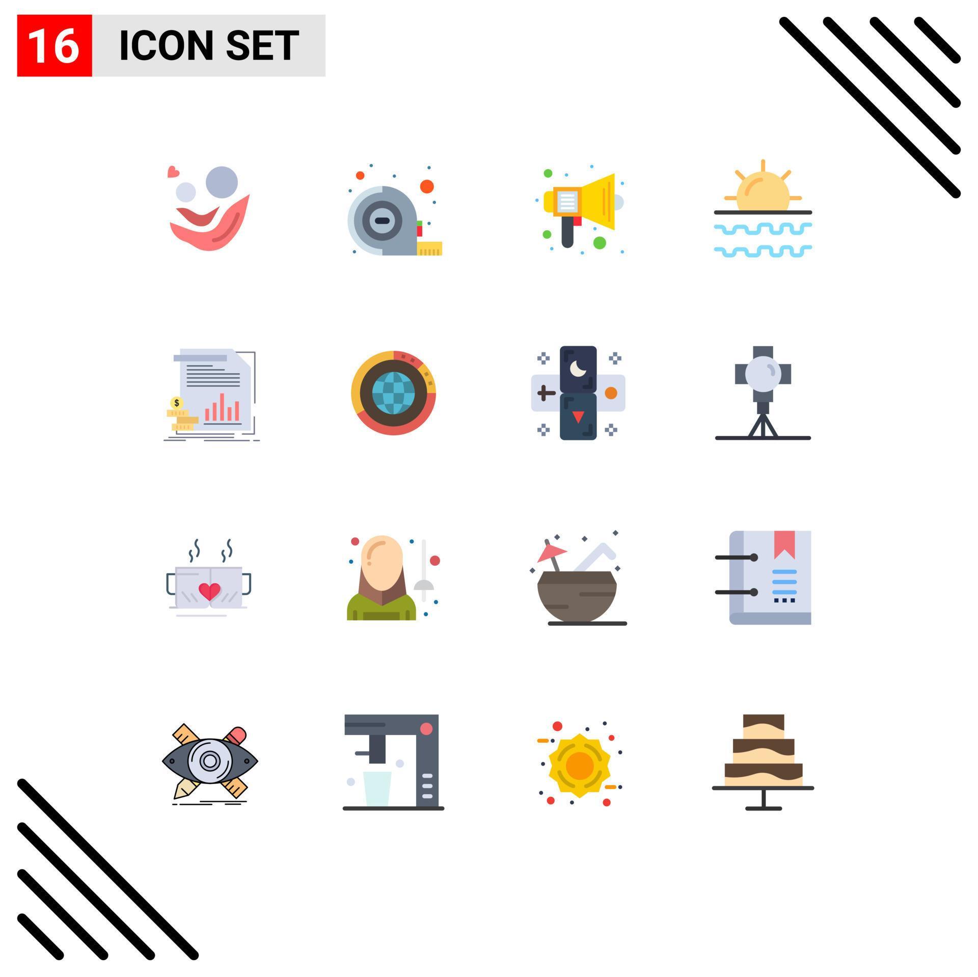 Stock Vector Icon Pack of 16 Line Signs and Symbols for vacation sun ...