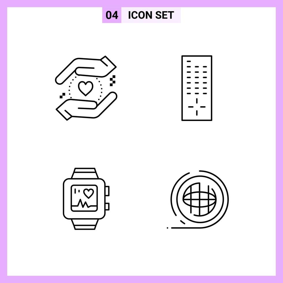 4 Icons In Line Style Outline Symbols On White Background Creative Vector Signs For Web Mobile