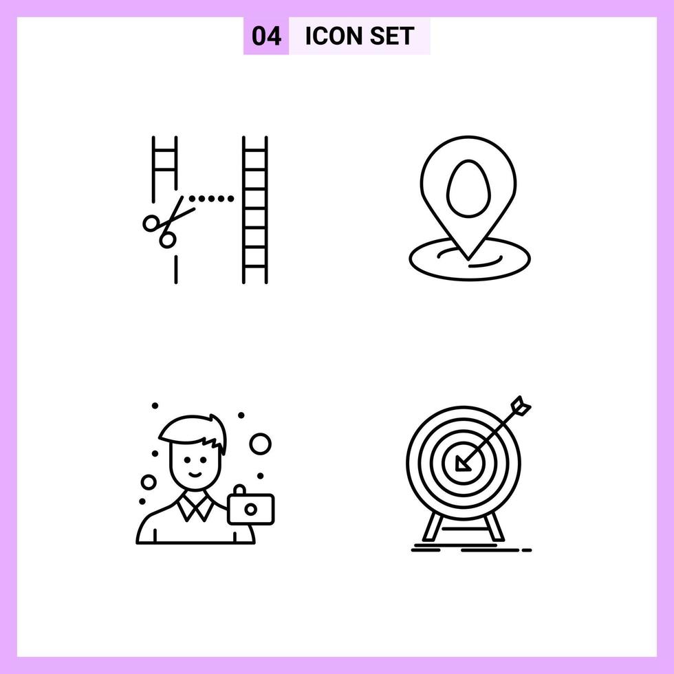 4 Icons In Line Style Outline Symbols On White Background Creative Vector Signs For Web Mobile