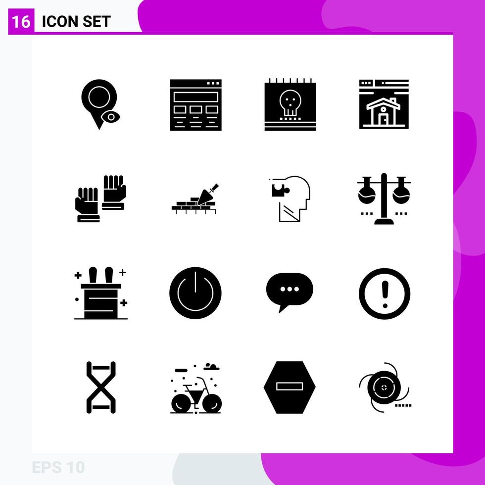 Solid Icon set Pack of 16 Glyph Icons isolated on White Background for ...