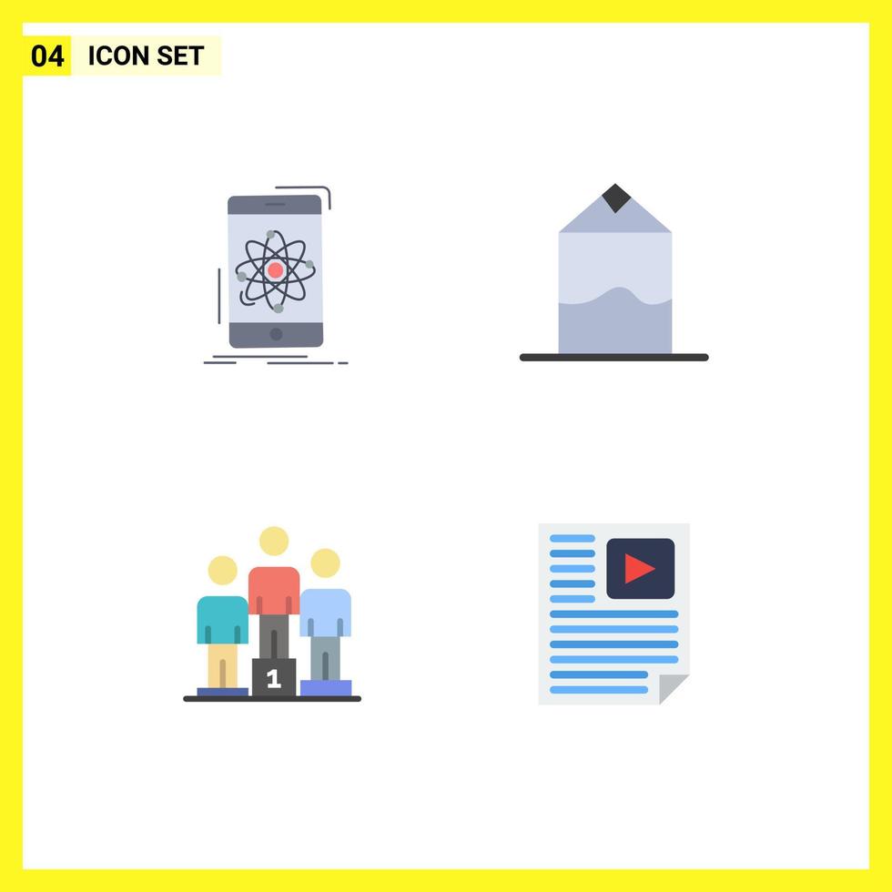 4 Thematic Vector Flat Icons And Editable Symbols Of Data Pedestal