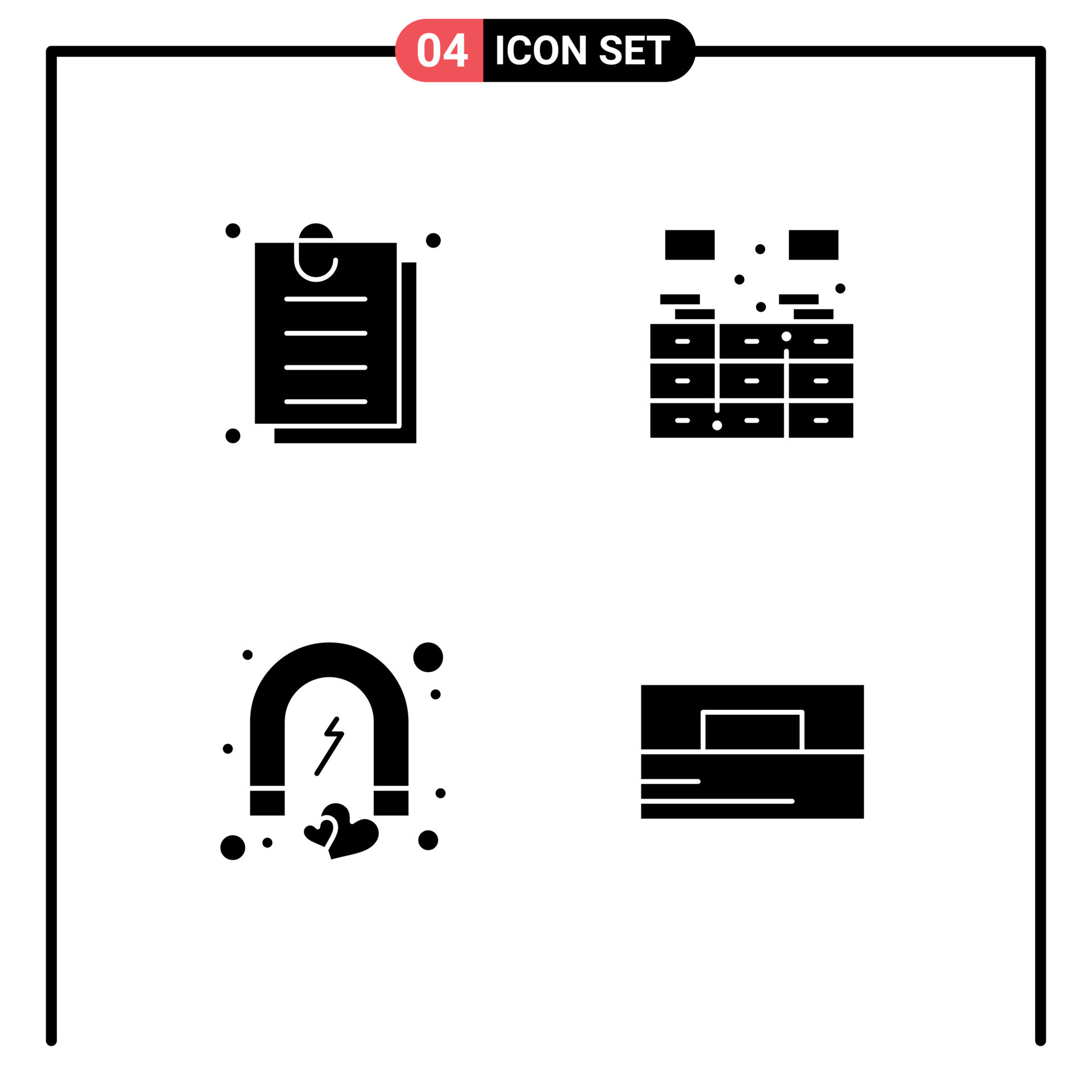 Set Of 4 Modern Ui Icons Symbols Signs For Attachment Attract Ui Cabinet Love Editable Vector