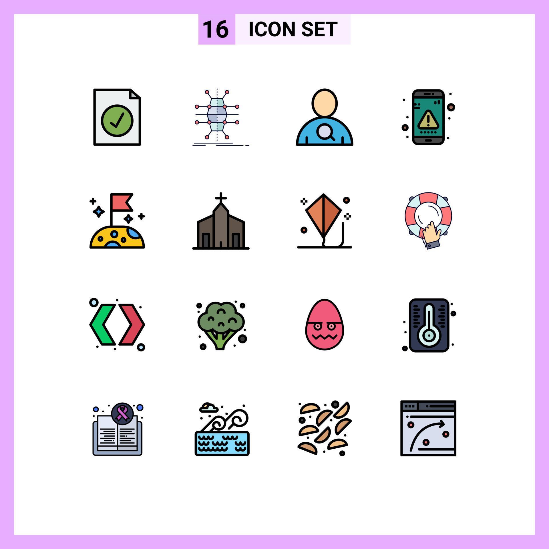 Set Of 16 Vector Flat Color Filled Lines On Grid For Slow Message Employee Interface Error