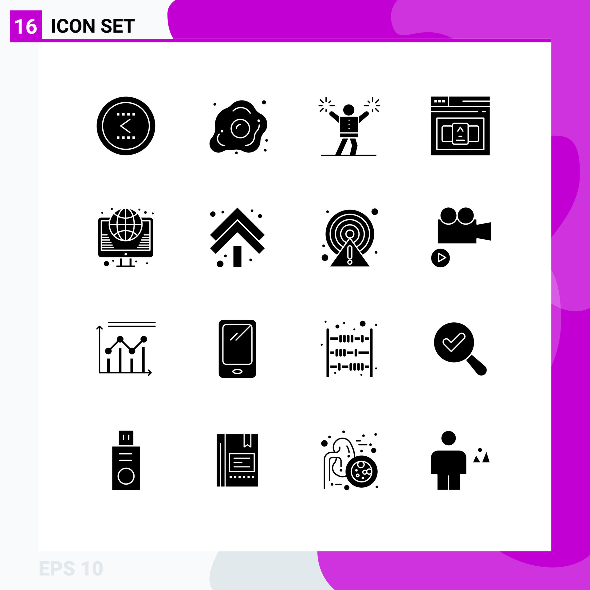 Set of 16 Commercial Solid Glyphs pack for html code healthy business ... Set of 16 Commercial Solid Glyphs pack for html code healthy business ...